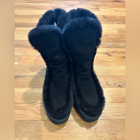 J Slides | Shoes | J Slides Black Faux Furlined Womens Boots | Poshmark